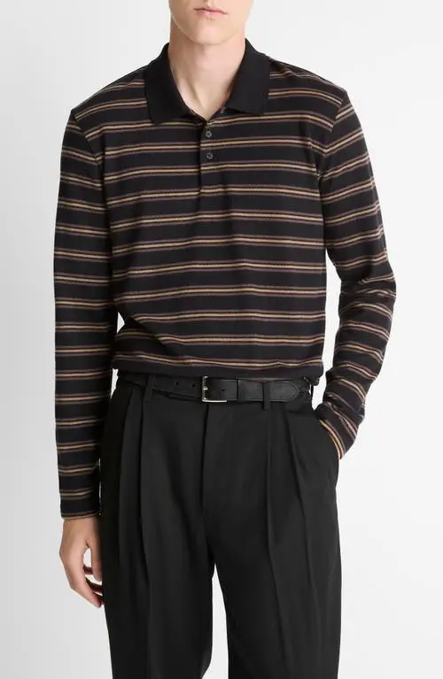 Vince Striped Long Sleeve Jersey Polo
