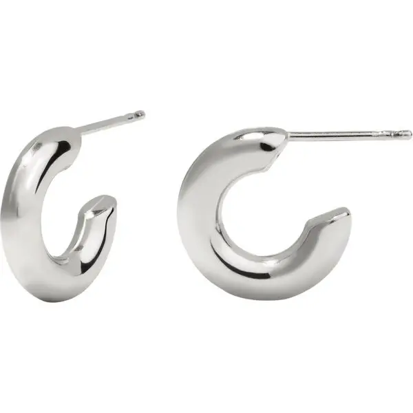 MADE BY MARY Gloss Hoop Earrings - Silver