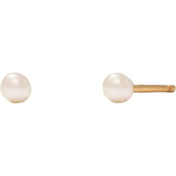 MADE BY MARY Mini Pearl Stud Earrings - Gold Vermeil