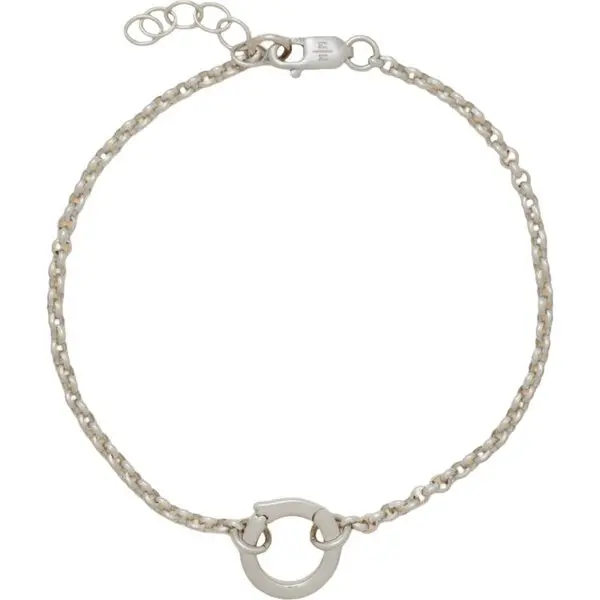 MADE BY MARY Rolo Charm Link Bracelet With Cubic Zirconia - Silver