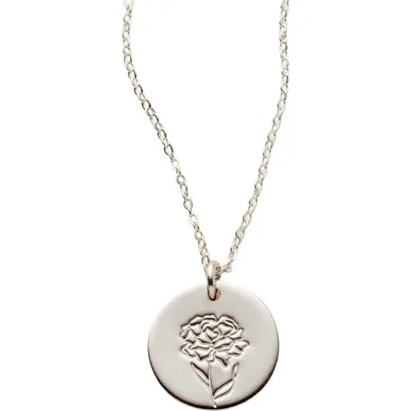 MADE BY MARY January Birth Flower Disc Necklace - Silver