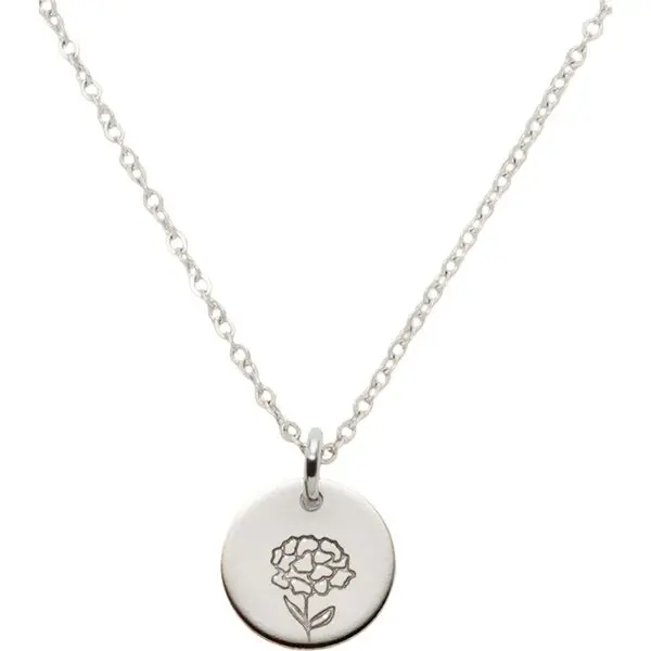 MADE BY MARY January Birth Flower Disc Necklace - Silver