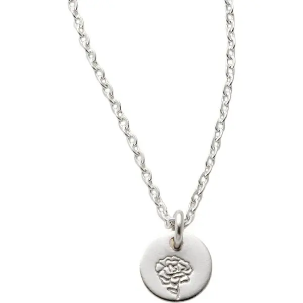 MADE BY MARY January Birth Flower Disc Necklace - Silver