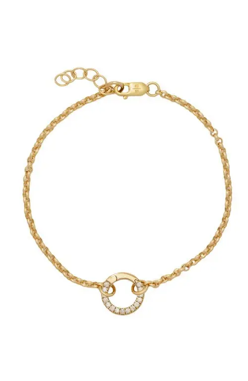 MADE BY MARY Rolo Charm Bracelet With Cz Link Lock - Gold Filled