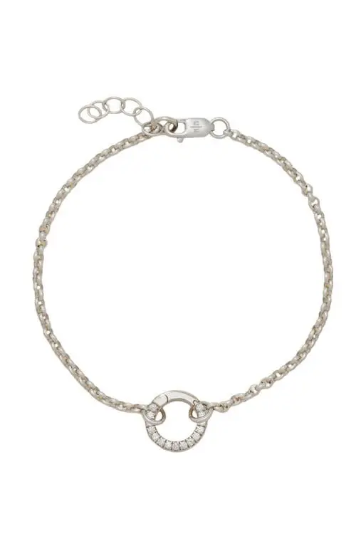 MADE BY MARY Rolo Charm Bracelet With Cz Link Lock - Silver