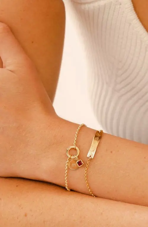 MADE BY MARY Rolo Charm Bracelet With Cz Link Lock - Silver