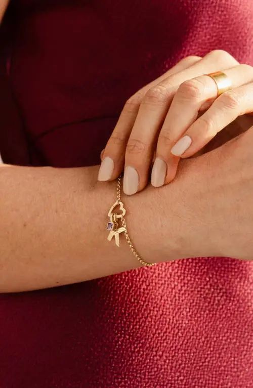 MADE BY MARY Rolo Charm Bracelet With Cz Link Lock - Silver