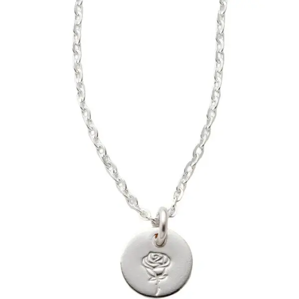 MADE BY MARY June Birth Flower Medallion Necklace - Silver
