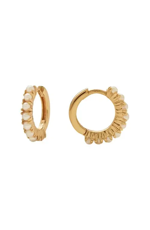 MADE BY MARY Pearl Huggie Hoop Earrings - Gold Vermeil