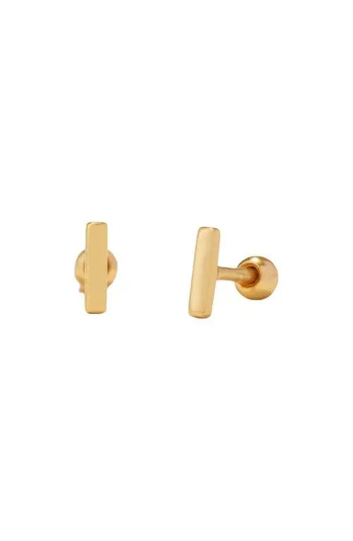 MADE BY MARY Mini Bar Stud Earrings - Gold Vermeil