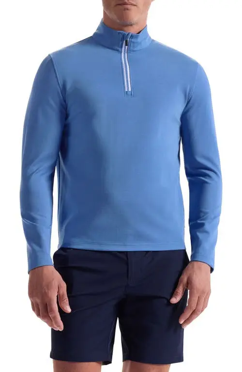 Bugatchi Solid Quarter Zip Pullover - Classic Blue