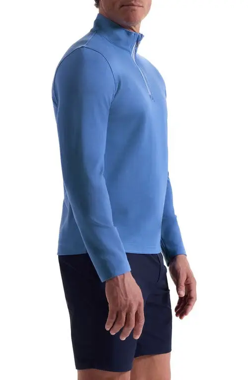 Bugatchi Solid Quarter Zip Pullover - Classic Blue