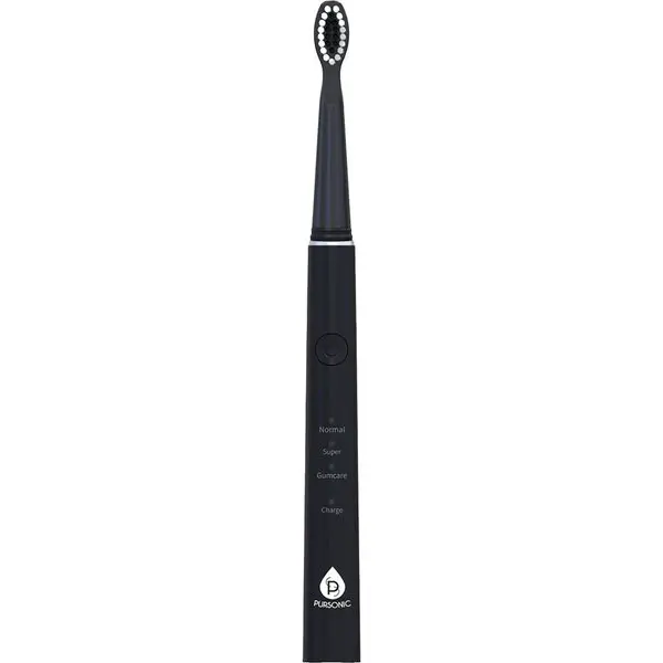 PURSONIC Usb Rechargeable Sonic Toothbrush With 12 Brush Heads - Black