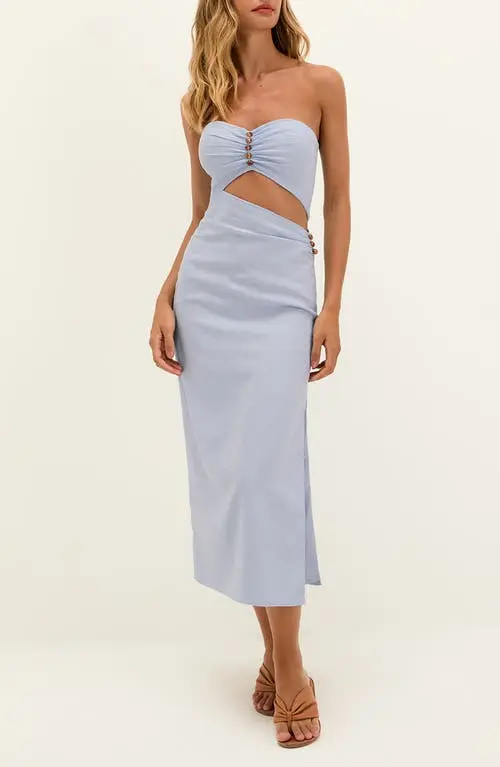 VIX PAULA HERMANNY Sylvi Cutout Linen & Cotton Cover-up Maxi Dress - Blue