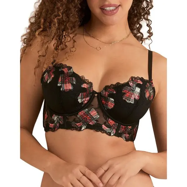 ADORE ME Carole Contour Demi Bra - Plaid Black