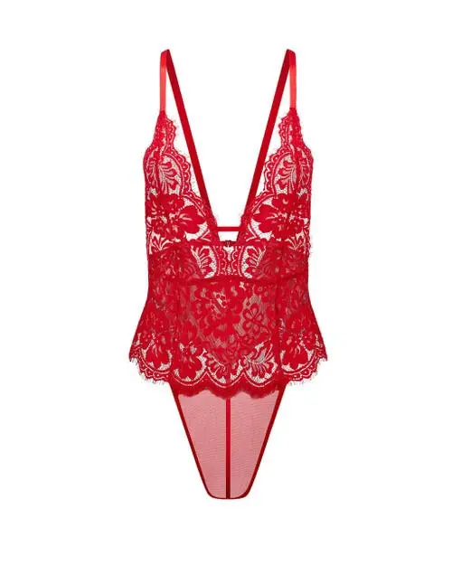 ADORE ME Lace Bodysuit - Dark Red