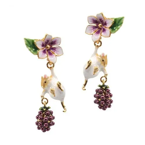 BILL SKINNER STUDIO Blackberry Mouse Dangle Earrings - Blackberry & Mouse