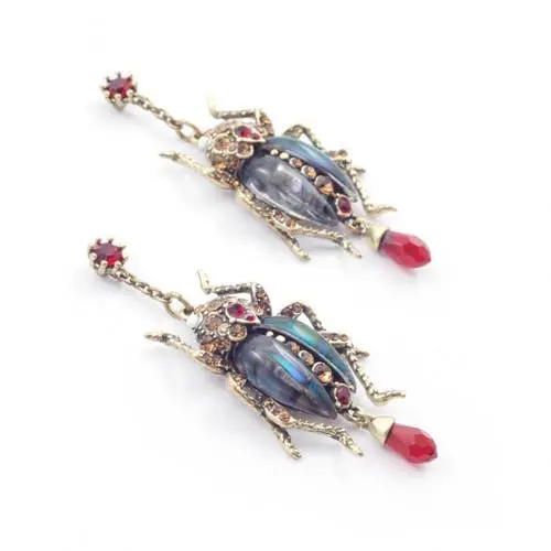 BILL SKINNER STUDIO Bejewelled Beetle Drop Earrings - Bettle