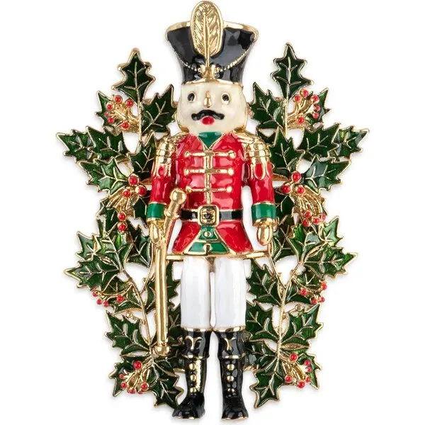 BILL SKINNER STUDIO Brooch - Nutcracker And Holly