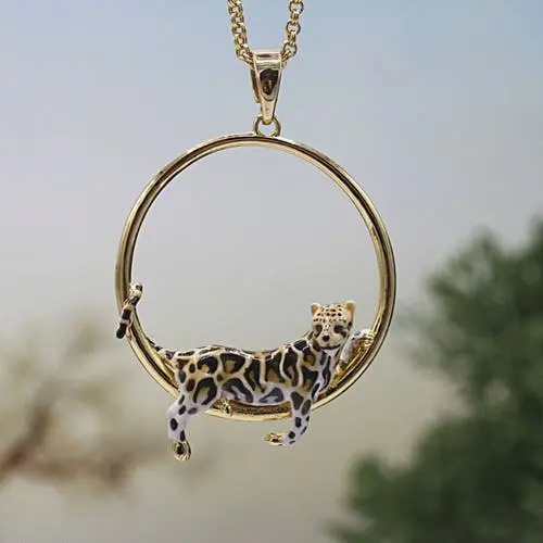 BILL SKINNER STUDIO Gold Plated Clouded Hoop Necklace - Leopard
