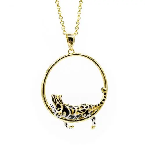 BILL SKINNER STUDIO Gold Plated Clouded Hoop Necklace - Leopard