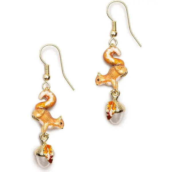 BILL SKINNER STUDIO Drop Earrings - Squirrel & Acorn