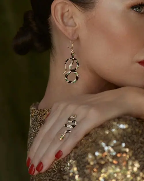BILL SKINNER STUDIO Bejewelled Serpent Drop Earrings