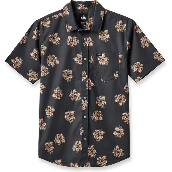 Quiksilver Wailua Classic Fit Floral Short Sleeve Button-up Shirt - Phantom