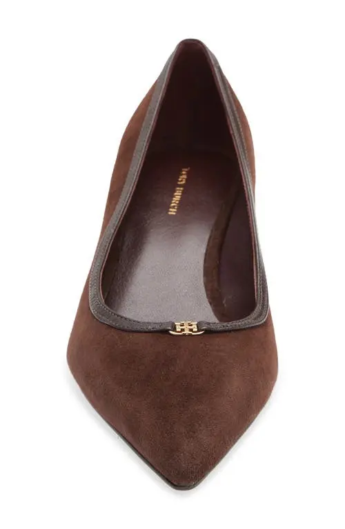 Tory Burch Double T Buckle Kitten Heel Pump - Dark Cocoa/dark Cocoa