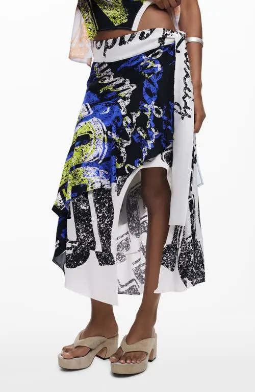 Desigual Printed Asymmetric Maxi Skirt - Black