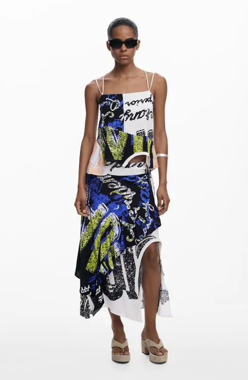 Desigual Printed Asymmetric Maxi Skirt
