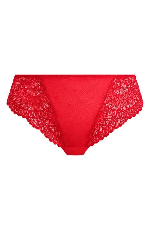 Elomi Tiernie Lace & Mesh Thong - Red