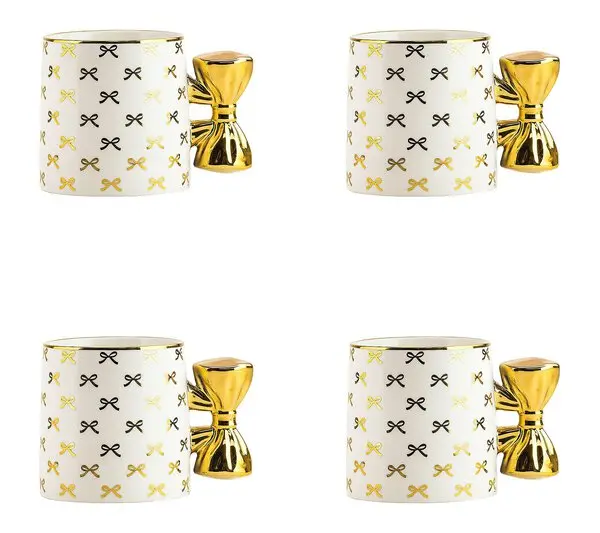 10 STRAWBERRY STREET Set Of 4 Gold Bow Mugs - One-color