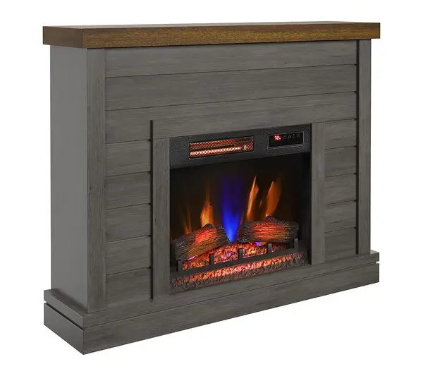 DURAFLAME Shiplap Wall Mantel Electric Fireplac E Infrared Heat - One-color