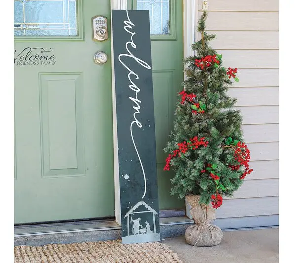 SINCERE SURROUNDINGS 47' Welcome Nativity Porch Board - One-color