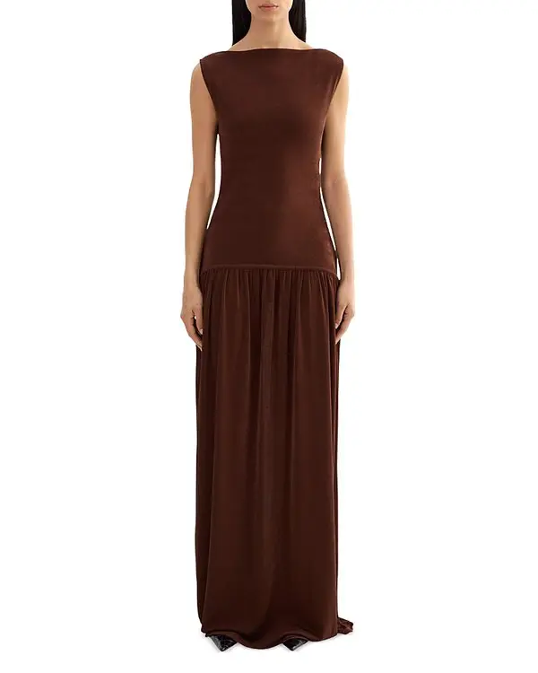 LAMARQUE Drop Waist Maxi Dress - Brown