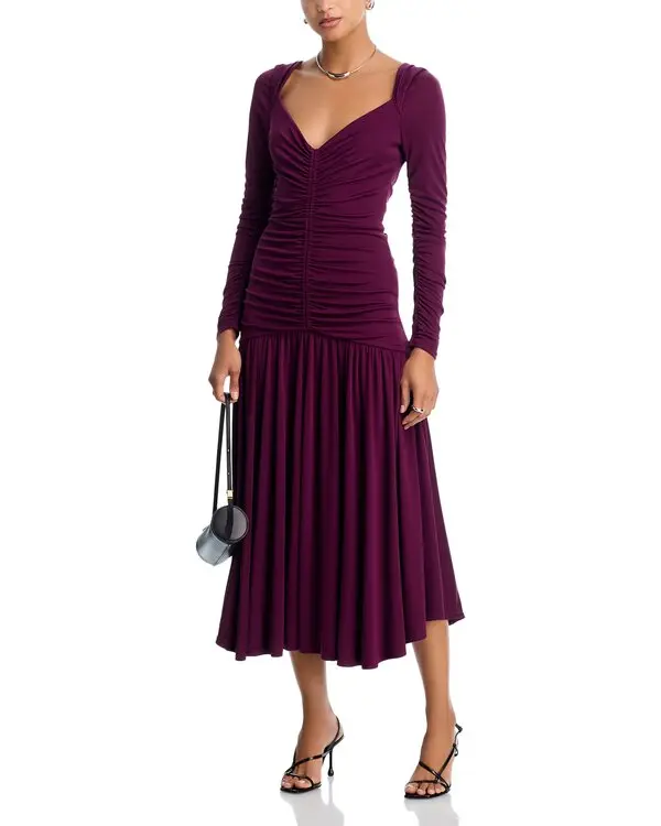Cinq À Sept Evedene Ruched Midi Dress