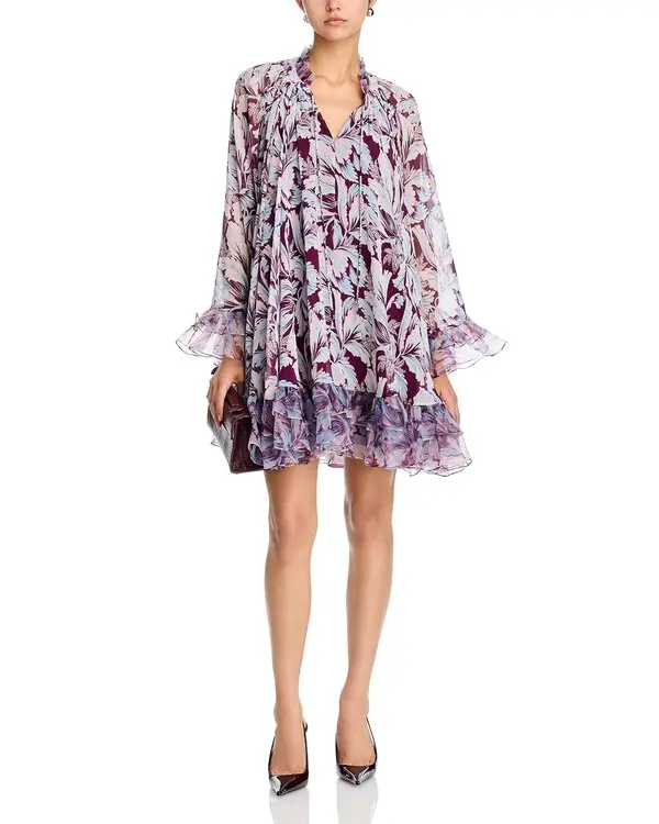 Cinq À Sept Multi Tulip Mini Dress - Deep Plum