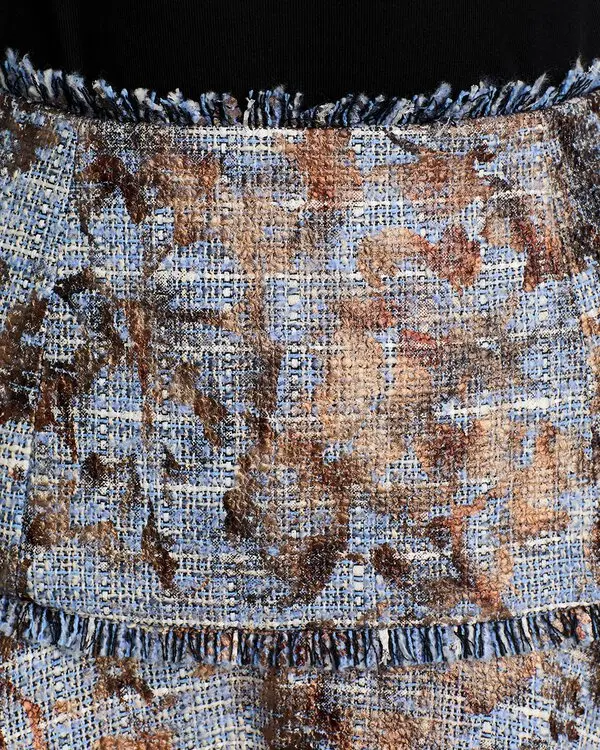 Cinq À Sept Foil Printed Tweed Mini Skirt