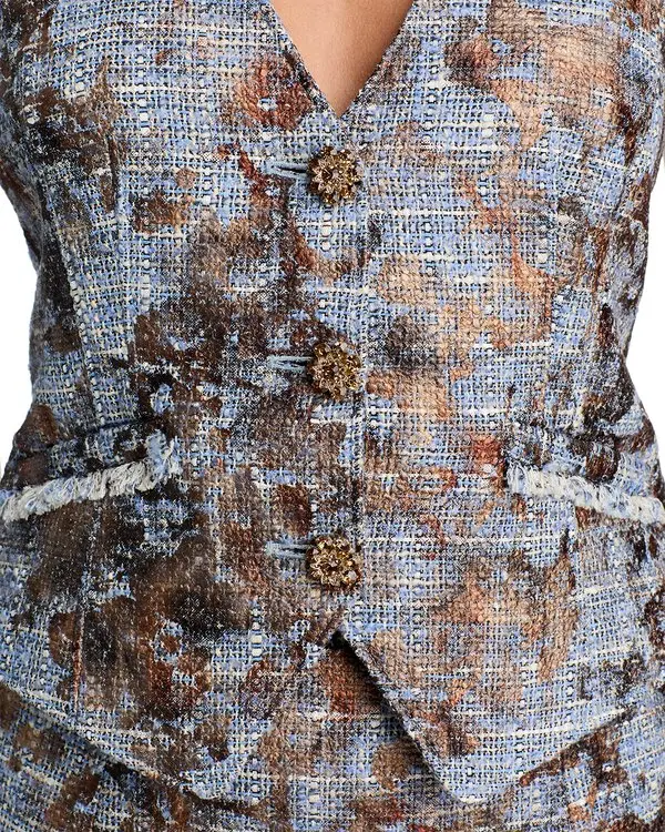 Cinq À Sept Foil Printed Tweed Vest