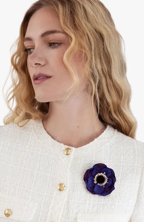 HELENA SIMON The Anemone Floral Brooch - Indigo