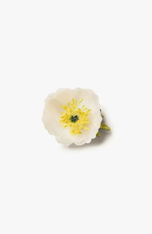HELENA SIMON Poppy Floral Brooch - White