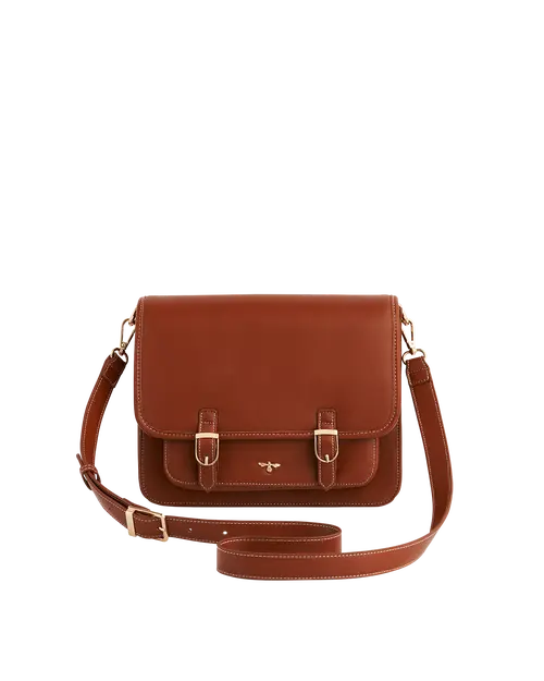 FABLE ENGLAND Classic Satchel With Bee Plaque - Tan