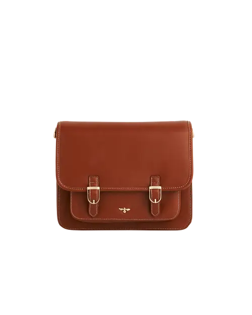 FABLE ENGLAND Classic Satchel With Bee Plaque - Tan