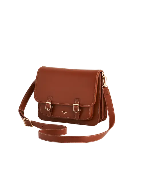 FABLE ENGLAND Classic Satchel With Bee Plaque - Tan