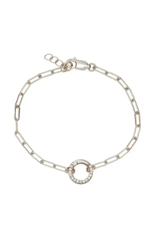 MADE BY MARY Jude Charm Bracelet With Cz Link Lock - Silver