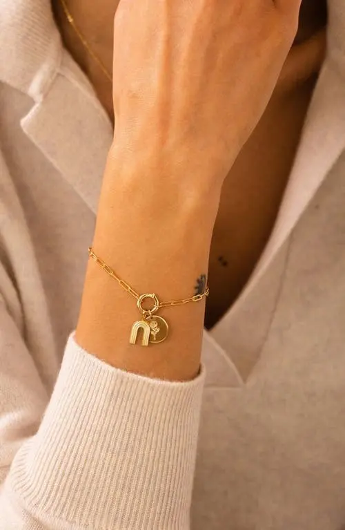 MADE BY MARY Jude Charm Bracelet With Cz Link Lock - Silver