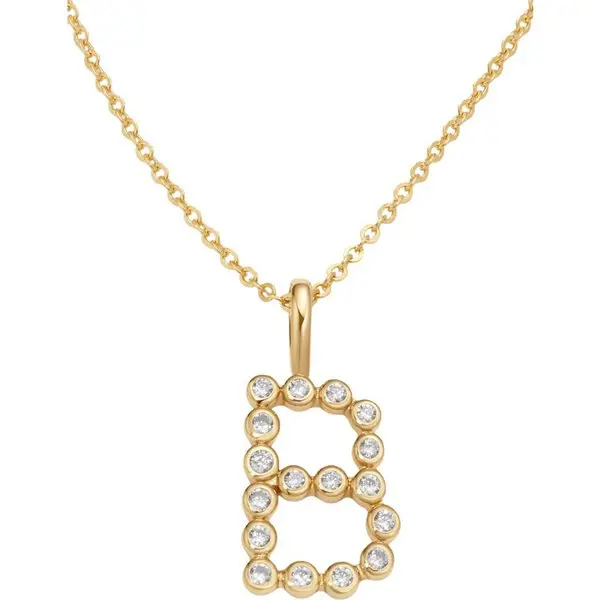 MADE BY MARY Cz Poppy Initial Pendant Necklace - Gold Vermeil Initial B