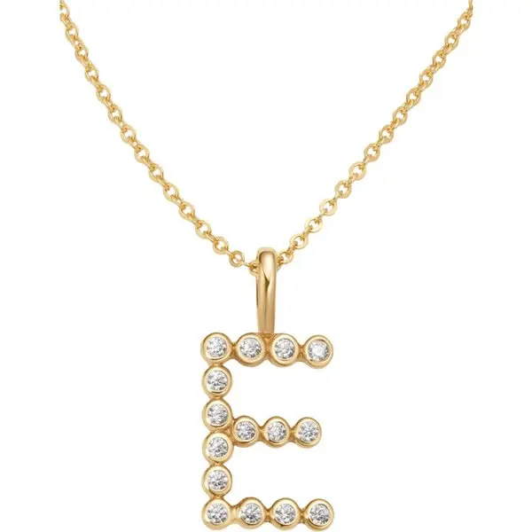 MADE BY MARY Cz Poppy Initial Pendant Necklace - Gold Vermeil Initial E