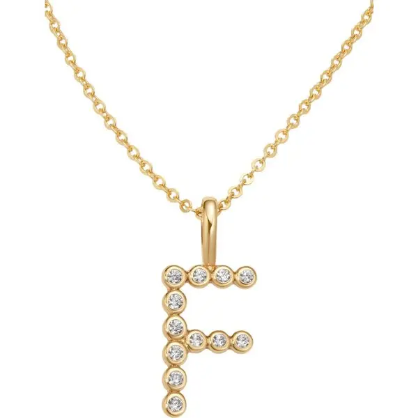 MADE BY MARY Cz Poppy Initial Pendant Necklace - Gold Vermeil Initial F